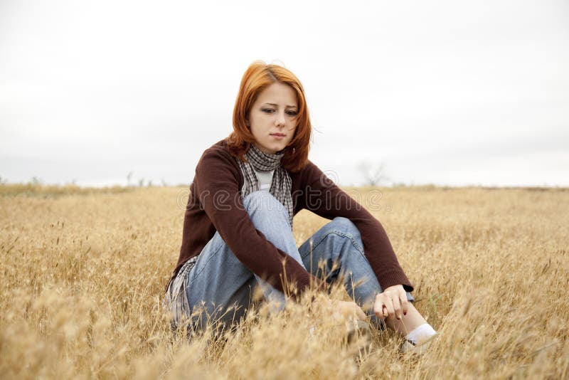 Sad Girl In Field