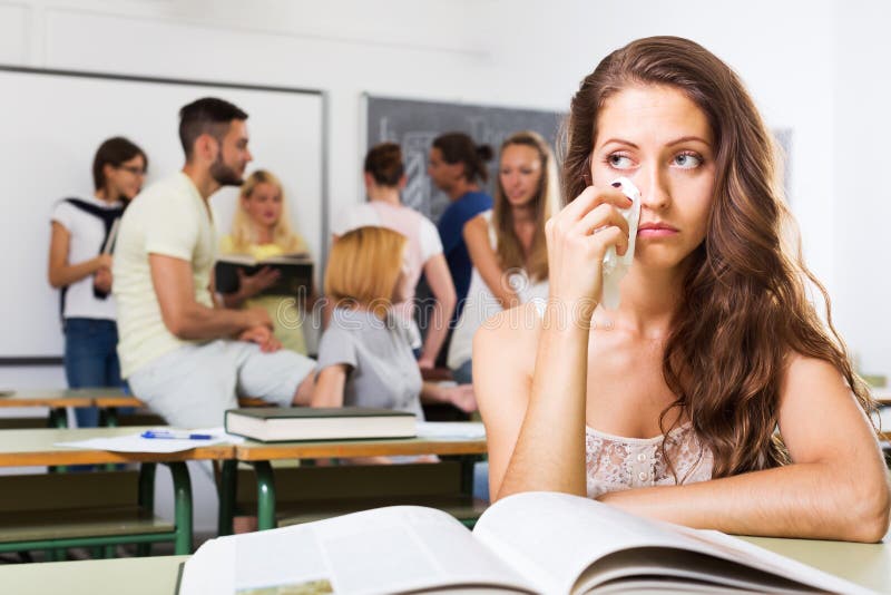 Lonely Sad Student in the Classroom Stock Image - Image of alone ...