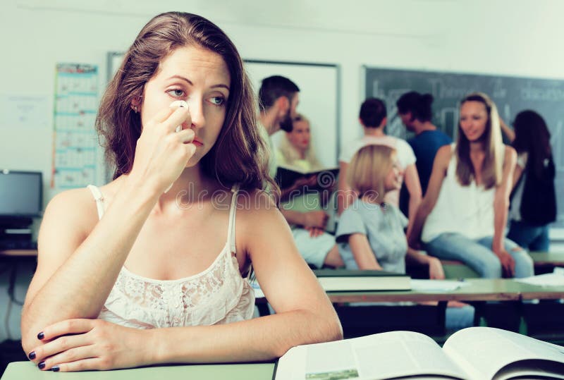 Lonely Sad Student in the Classroom Stock Photo - Image of cruelty ...