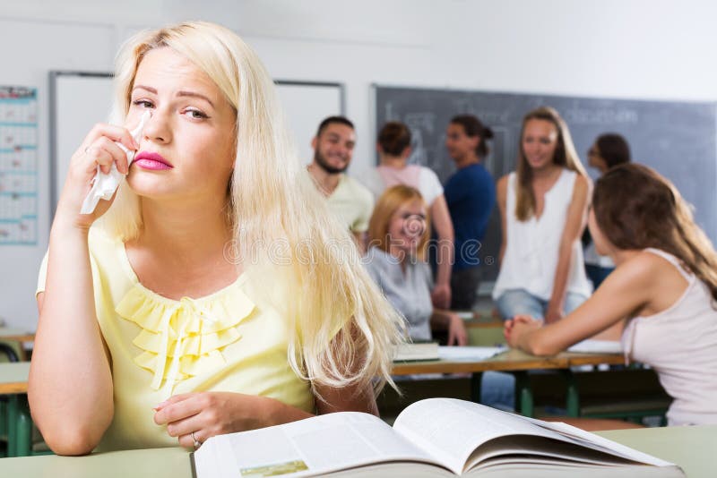 Lonely Sad Student in the Classroom Stock Image - Image of alone ...