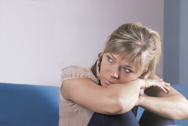 Lonely Sad Woman Deep In The Thoughts Stock Image Image Of Despair