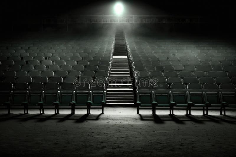 A Lonely Seat in the Middle of a Row of Empty Seats, with Stadium and ...