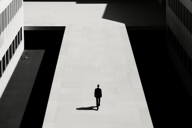 Lonely Silhouette of a Man in the Shadows and Light Stock Illustration ...