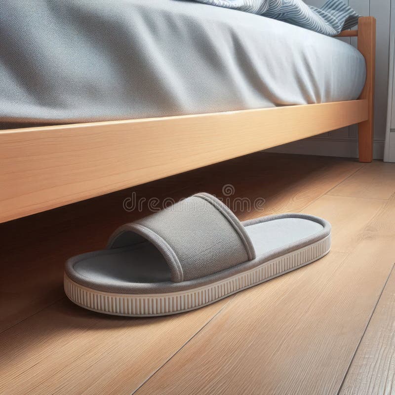 A Lonely Slipper Under the Bed. Stock Photo - Image of residential ...