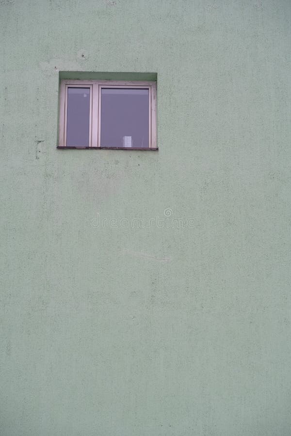 Lonely Small Square Window on a Greenish Plastered Wall, Minimalism ...