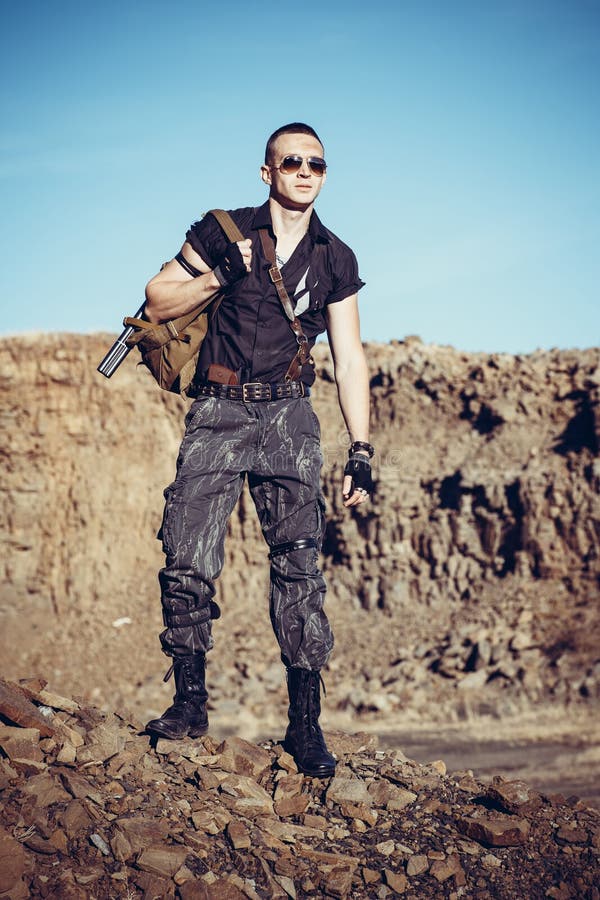 Sad and Lonely Soldier in Green Uniform with Depression and War ...