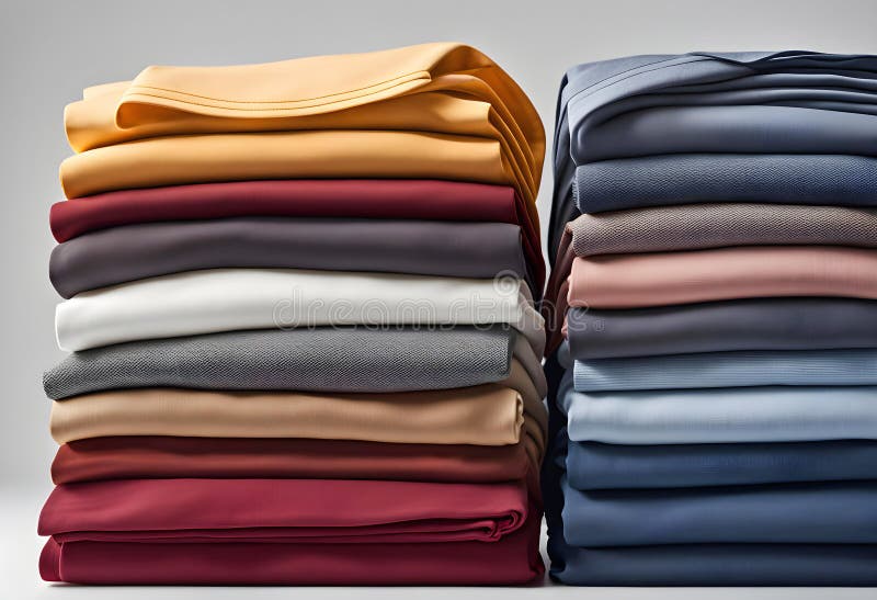 Lonely Stack of Cotton Plain Clothes Folded Isolated on White ...