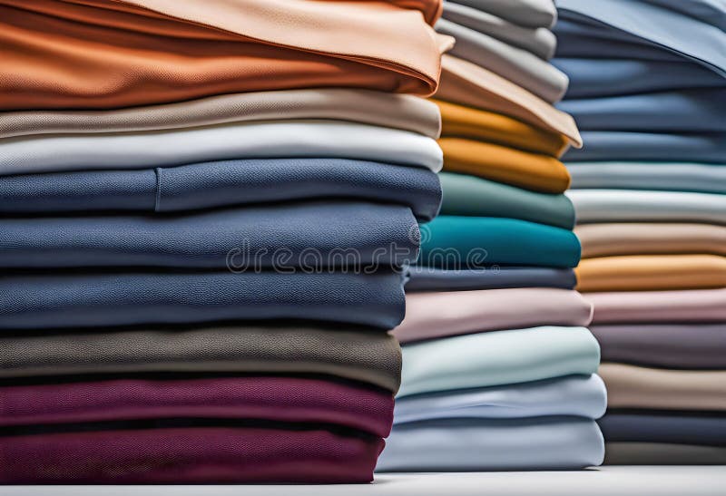 Lonely Stack of Cotton Plain Clothes Folded Isolated on White ...