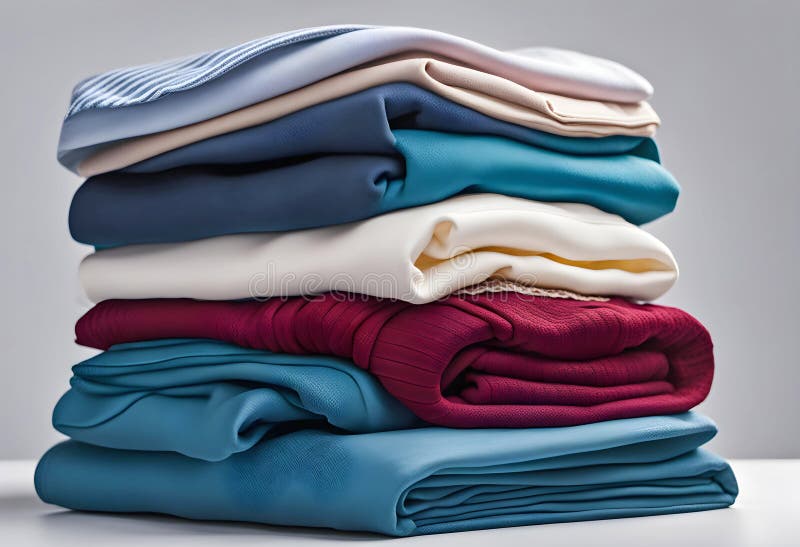 Lonely Stack of Cotton Plain Clothes Folded Isolated on White ...