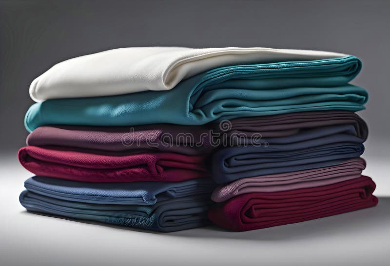 Lonely Stack of Cotton Plain Clothes Folded Isolated on White ...