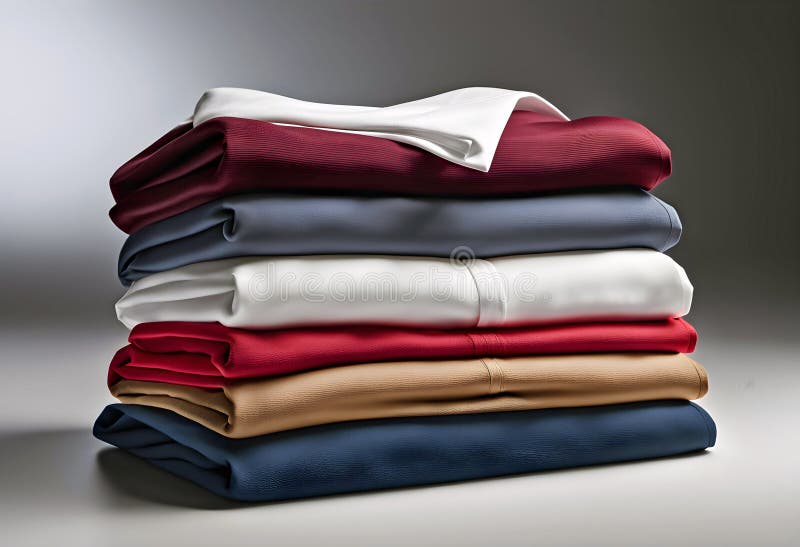 Lonely Stack of Cotton Plain Clothes Folded Isolated on White ...