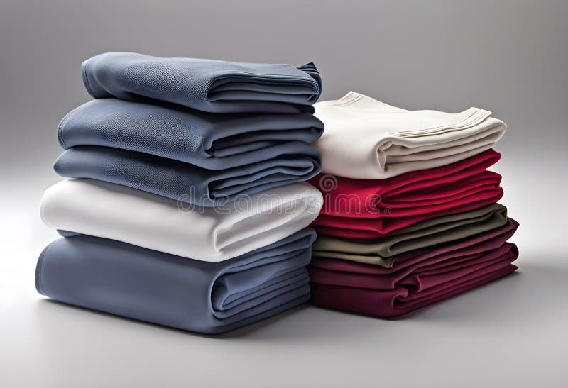 Lonely Stack of Cotton Plain Clothes Folded Isolated on White ...