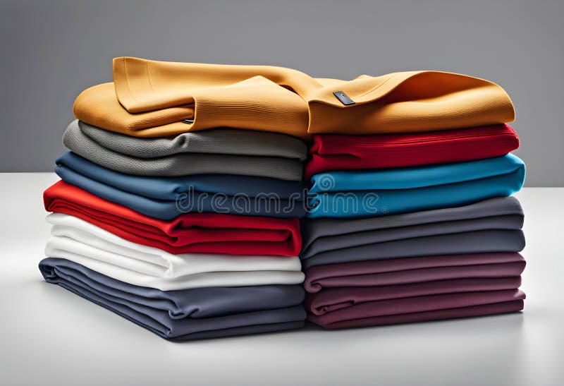 Lonely Stack of Cotton Plain Clothes Folded Isolated on White ...