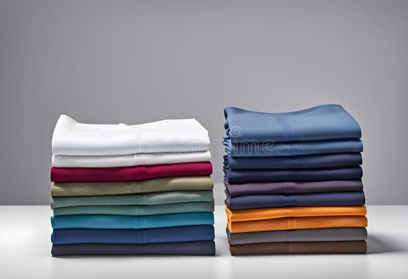 Lonely Stack of Cotton Plain Clothes Folded Isolated on White ...