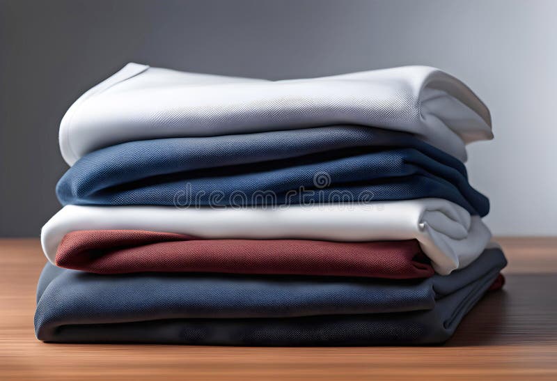 Lonely Stack of Cotton Plain Clothes Folded Isolated on White ...