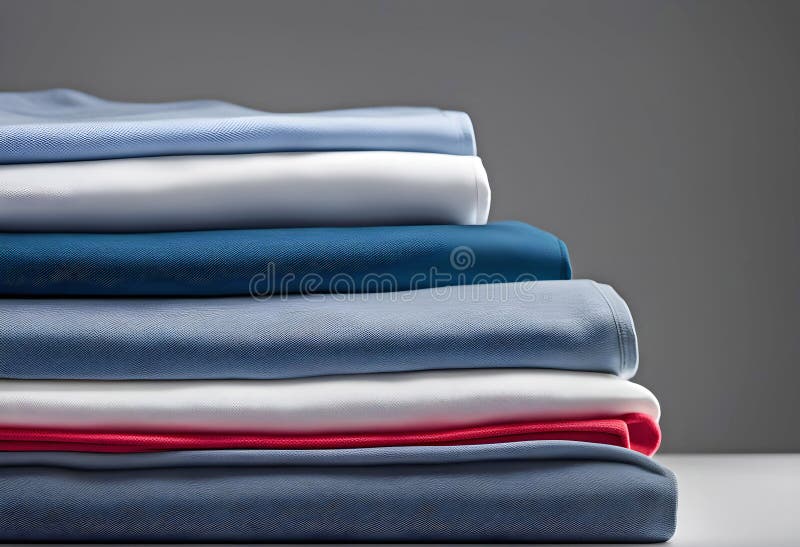 Lonely Stack of Cotton Plain Clothes Folded Isolated on White ...