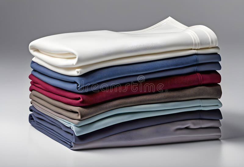 Lonely Stack of Cotton Plain Clothes Folded Isolated on White ...
