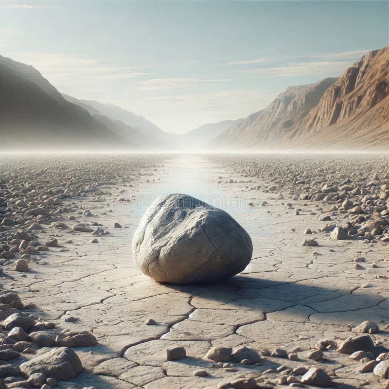 A Lonely Stone on a Parched Landscape. Stock Image - Image of solitude ...