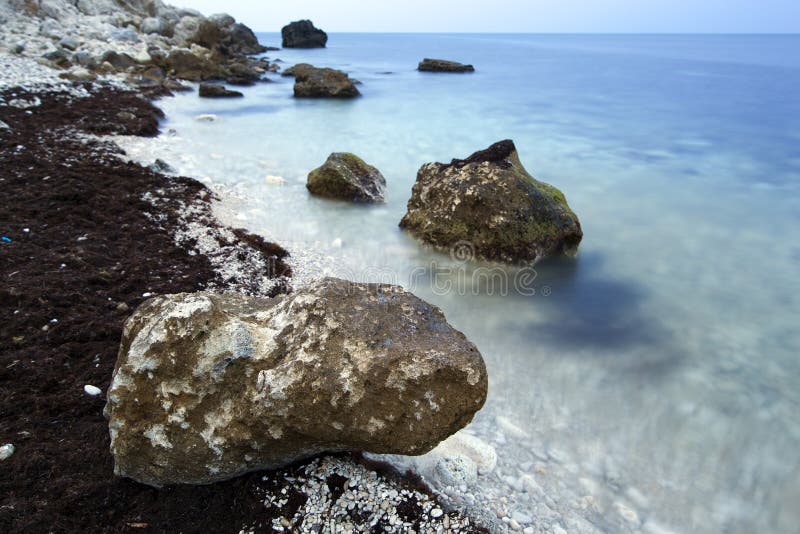 Lonely Stone on the Seashore Stock Image - Image of landscape, ocean ...