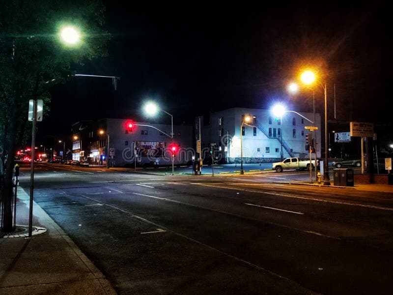 Lonely street at night editorial image. Image of city - 228772275
