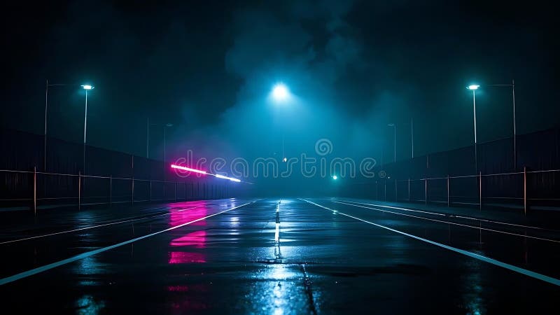 Lonely Street at Night with a Single Light Source Stock Photo - Image ...