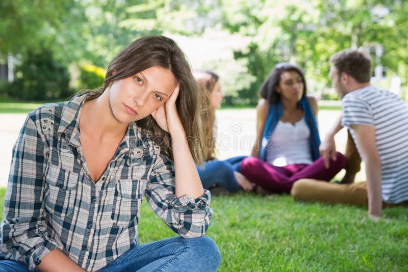 Lonely Student Feeling Excluded on Campus Stock Photo - Image of ...