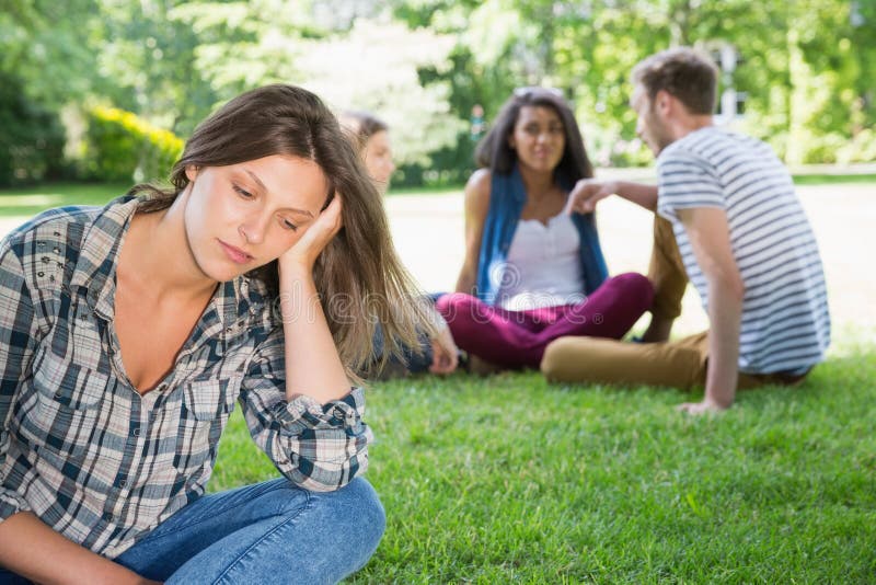 Lonely Student Feeling Excluded on Campus Stock Image - Image of female ...