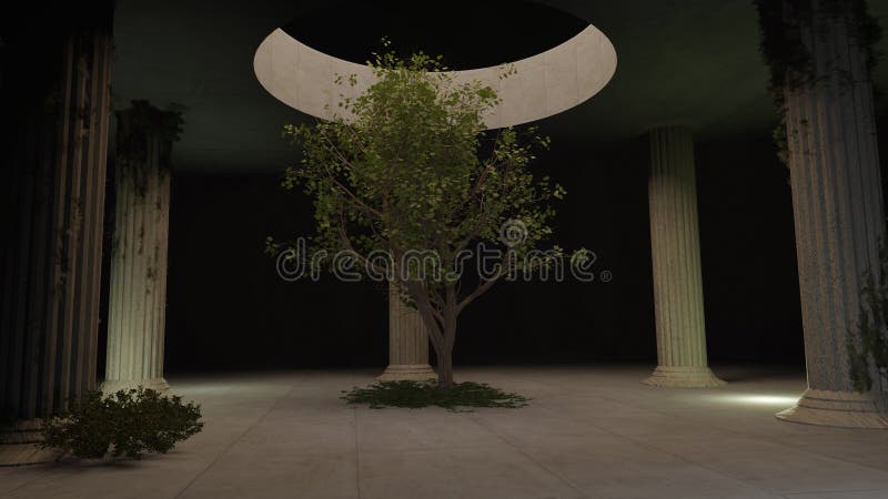 Lonely Tree 3d Modeling Illustration 3840X2160 Stock Illustration ...