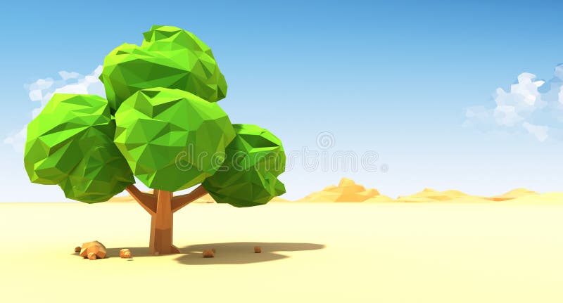 Tree on desert cartoon stock vector. Illustration of tree - 109834158