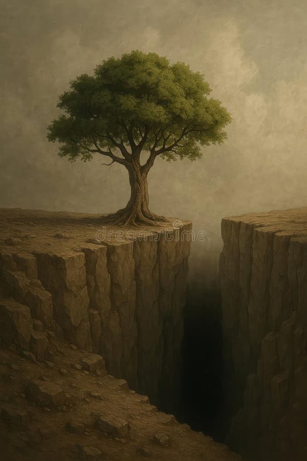 A Lonely Tree on the Edge of an Abyss. Stock Photo - Image of nature ...