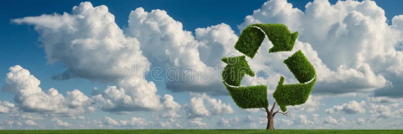 Lonely Tree in Green Field Forms Recycling Symbol Stock Image - Image ...