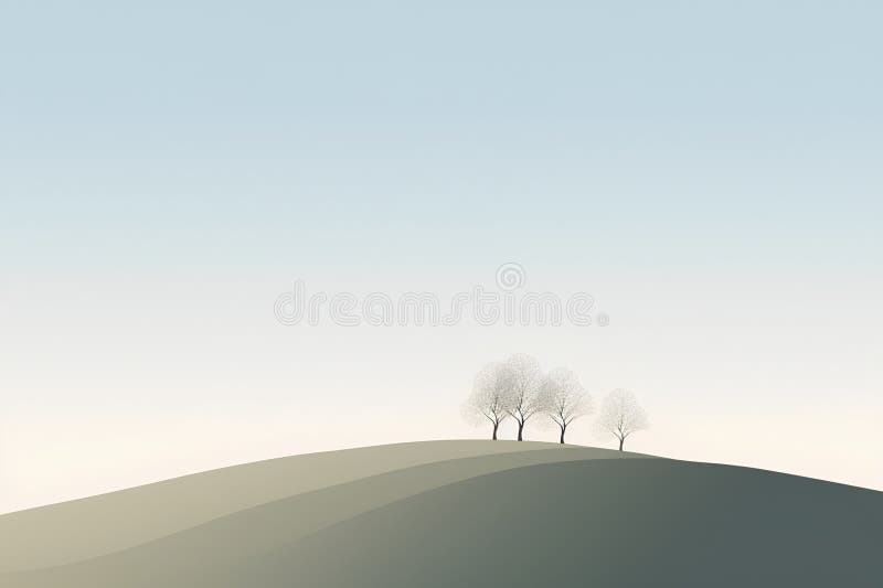 Lonely Tree on the Hill. Vector Illustration for Your Design Stock ...