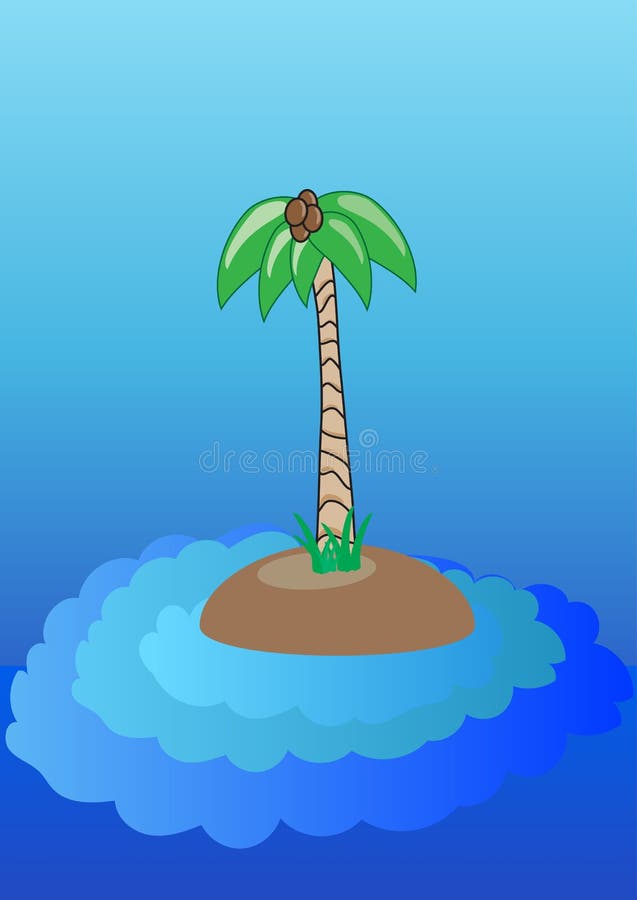 Lonely tree on the island stock vector. Illustration of objects - 47364232