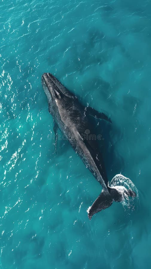 A Lonely Whale Surfs the Waves of the Ocean, a Whale Swims Underwater ...