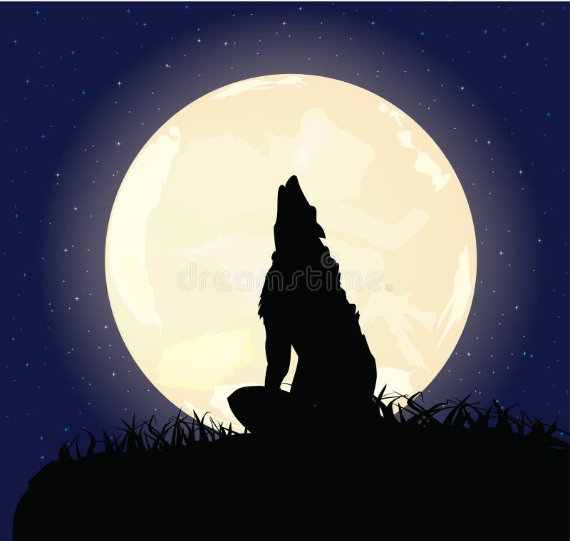 The Lonely Wolf Sits on a Rock Stock Vector - Illustration of crater ...