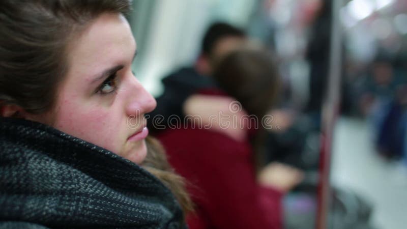 Lonely Woman with Hat Walking on Seashore Looking Away at Sea and ...