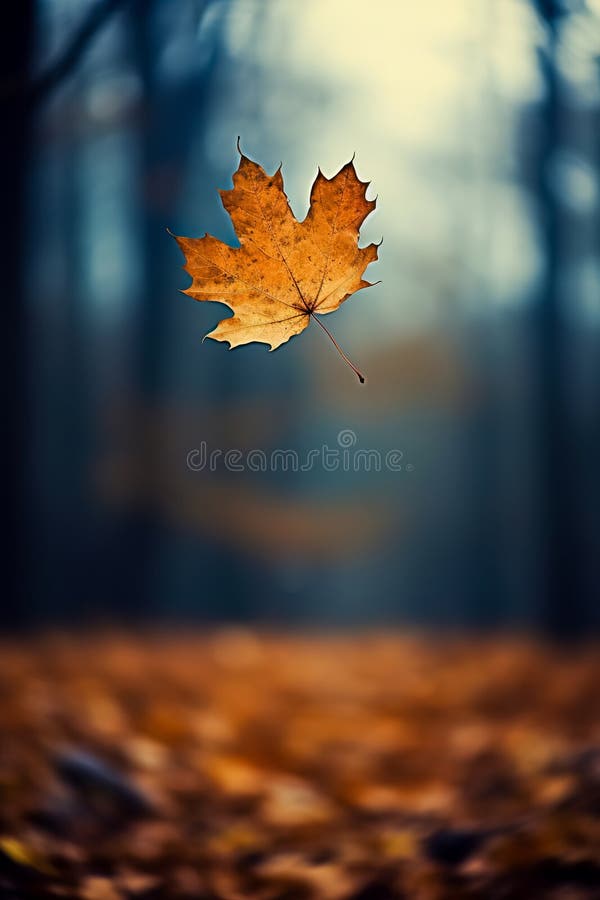 Lonely Yellow Falling Fall Leaf in the Forest Stock Illustration ...