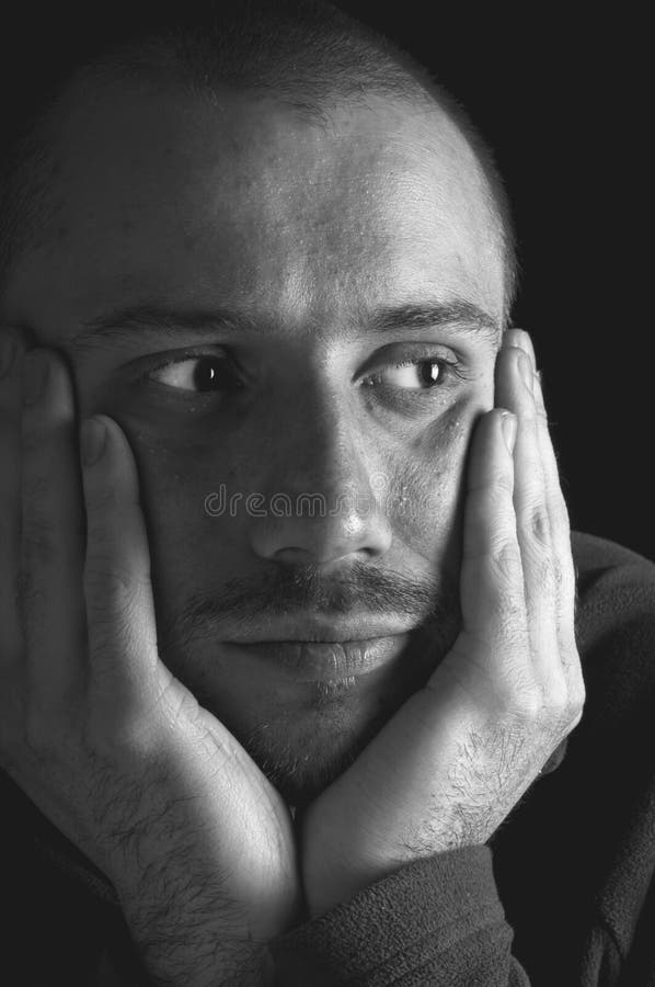 Hopeful Man Looking into the Light Stock Image - Image of male, mood ...