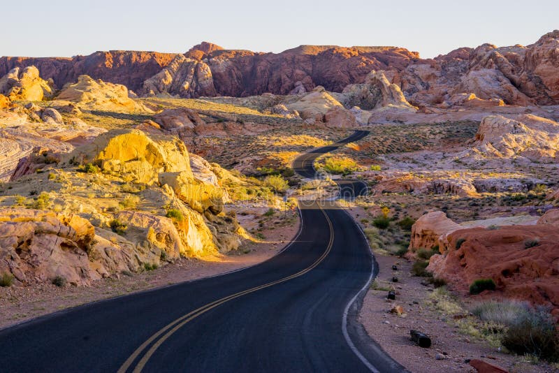 Lonesome Road through the Valley of Fire Stock Image - Image of ...