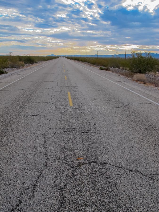 Lonesome Stretch of Highway at Sunset Stock Photo - Image of long ...