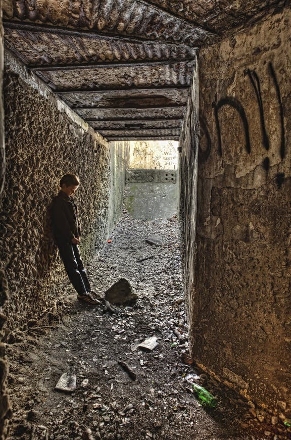 Loney and homeless stock photo. Image of concrete, bunker - 18484560