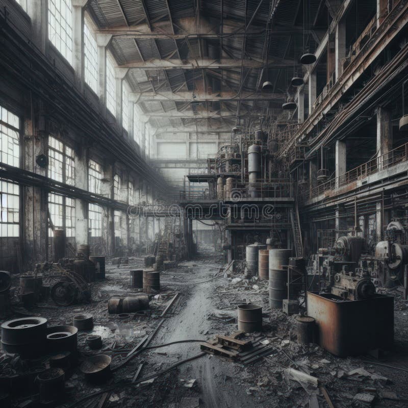 A Long-abandoned Workshop of an Industrial Enterprise. Stock Photo ...