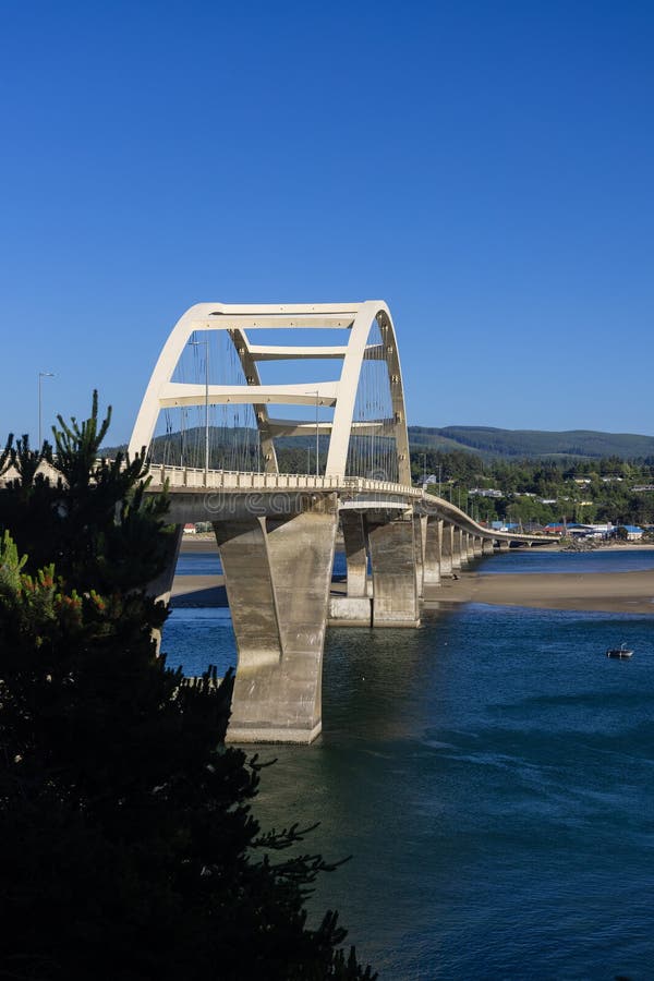 Long Alsea Bay Bridge Over Alsea River in Oregon Pacific Coast Stock ...