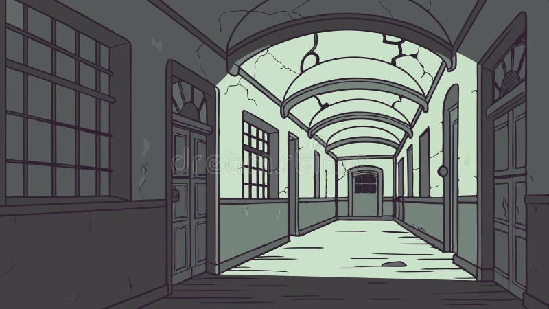 Long Arched Hallway in Castle, Historical Architecture Interior ...