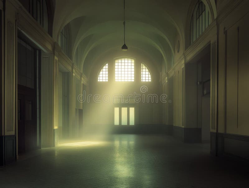 Light Streaming through an Arched Hallway in a Historic Building Stock ...