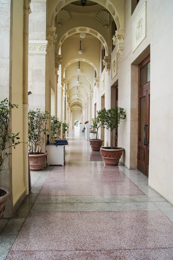 Long arched passageway. stock image. Image of flower - 82362895