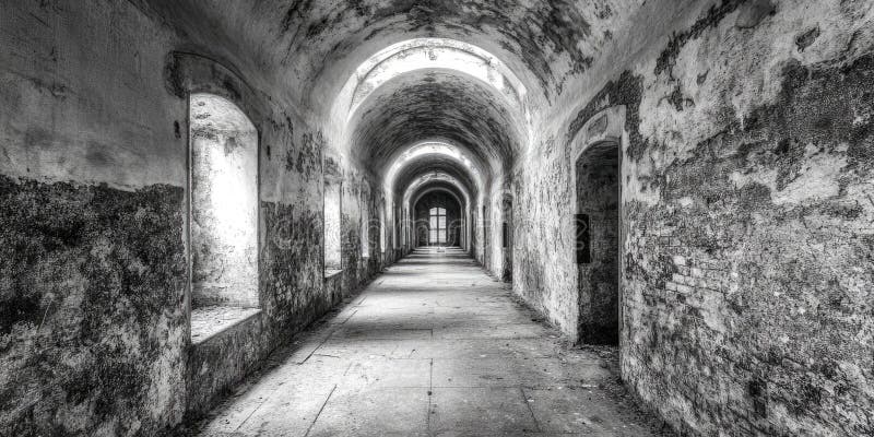 Long Arched Windows Hallway Stock Image - Image of passageway, arched ...