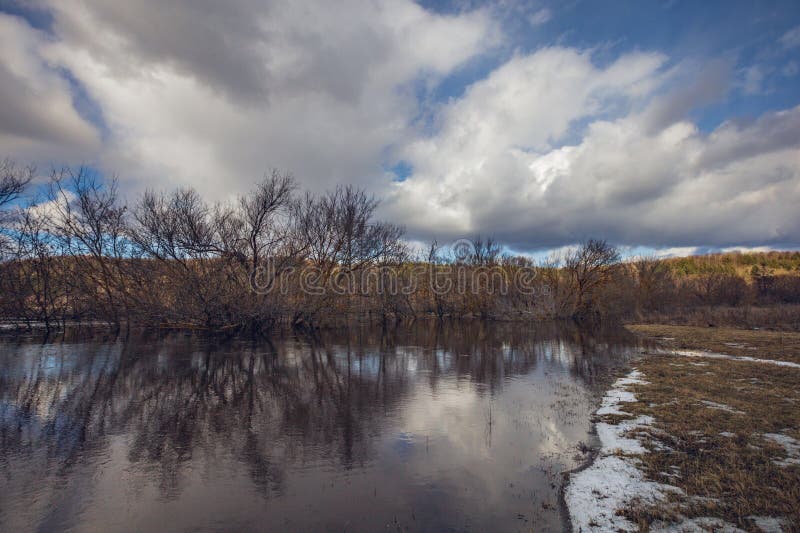 The Long-awaited Spring in the Countryside Stock Photo - Image of cloud ...
