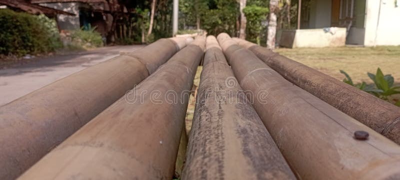 Long Bamboo for a Bench in Front of the House Stock Image - Image of ...