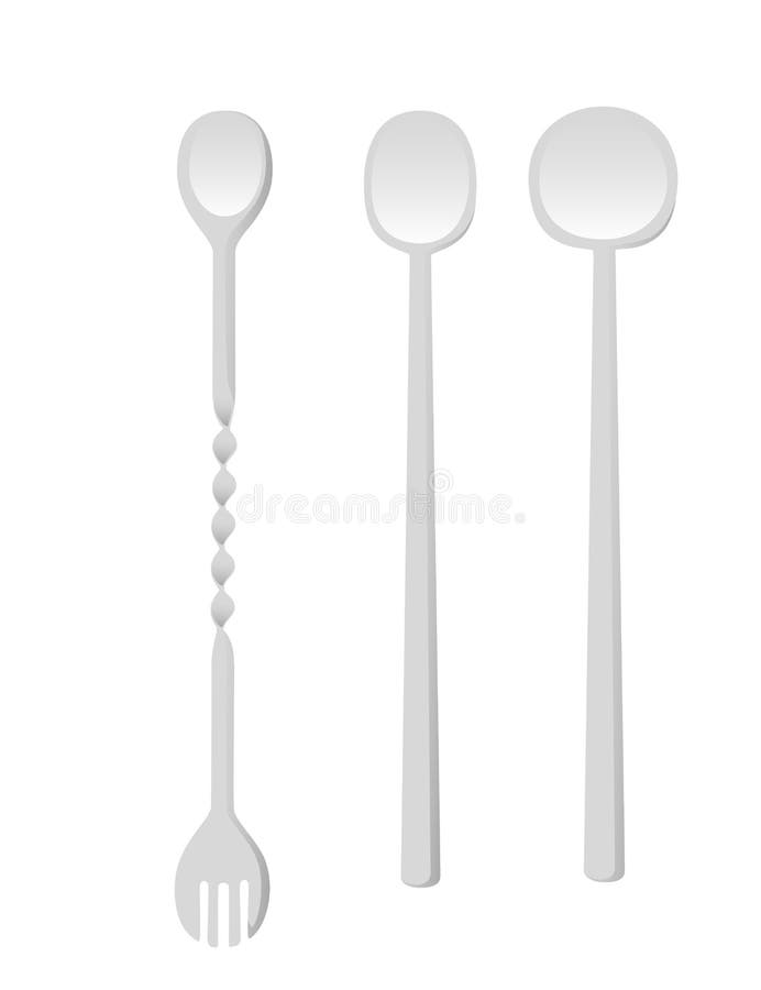 Long Bar Spoon for Cocktails Vector Illustration Isolated on White ...